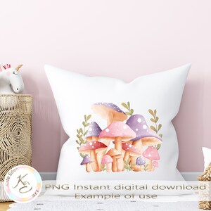 Fall Mushroom Clipart, Fall Vibes, Pink Fall, Instant Digital Download ...