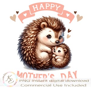 Happy Mother's Day PNG, Mother's Day Gifts, Digital Download, Hedgehog ...