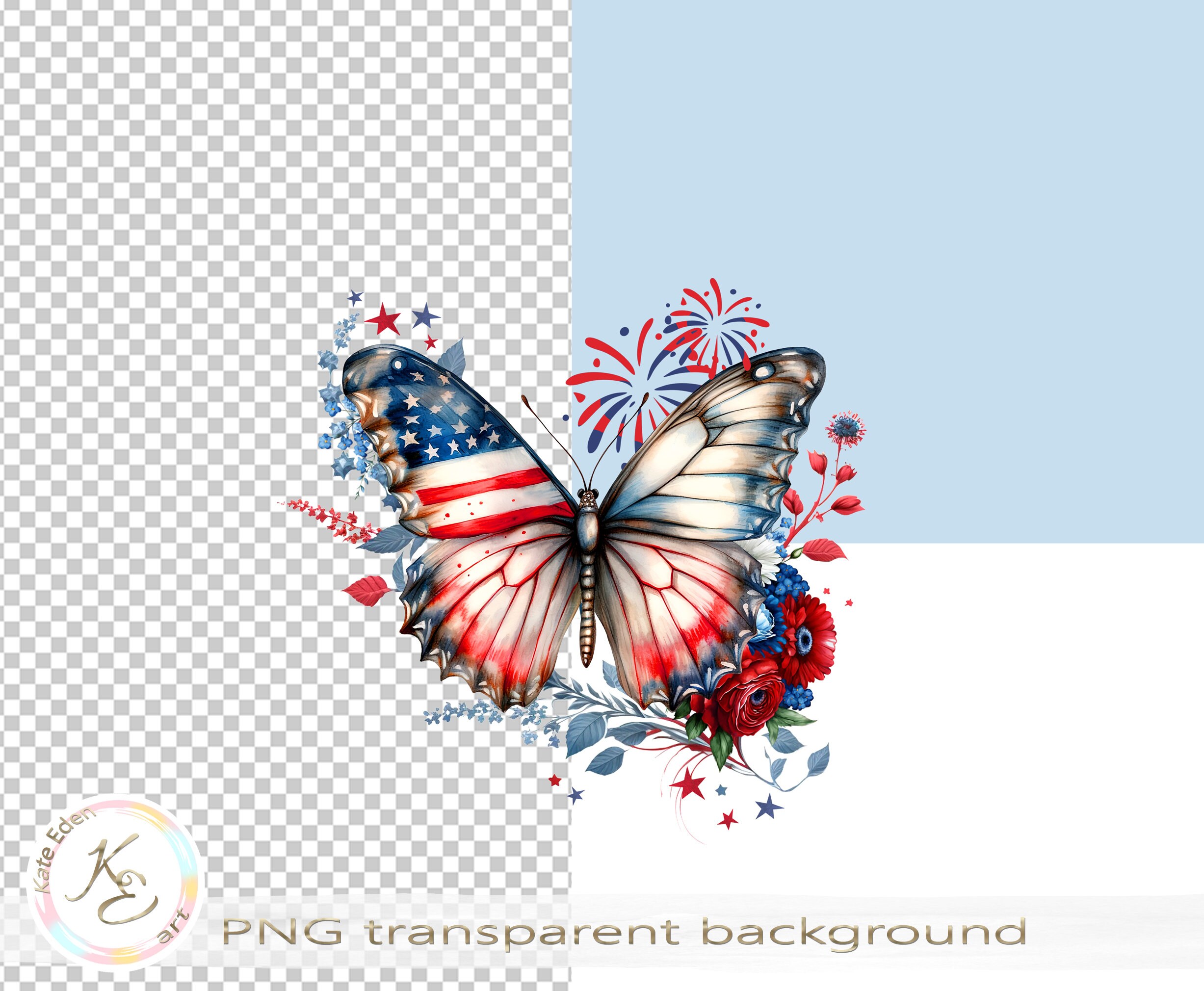 American Flag Butterfly PNG 4th of July Png Patriotic Png - Etsy