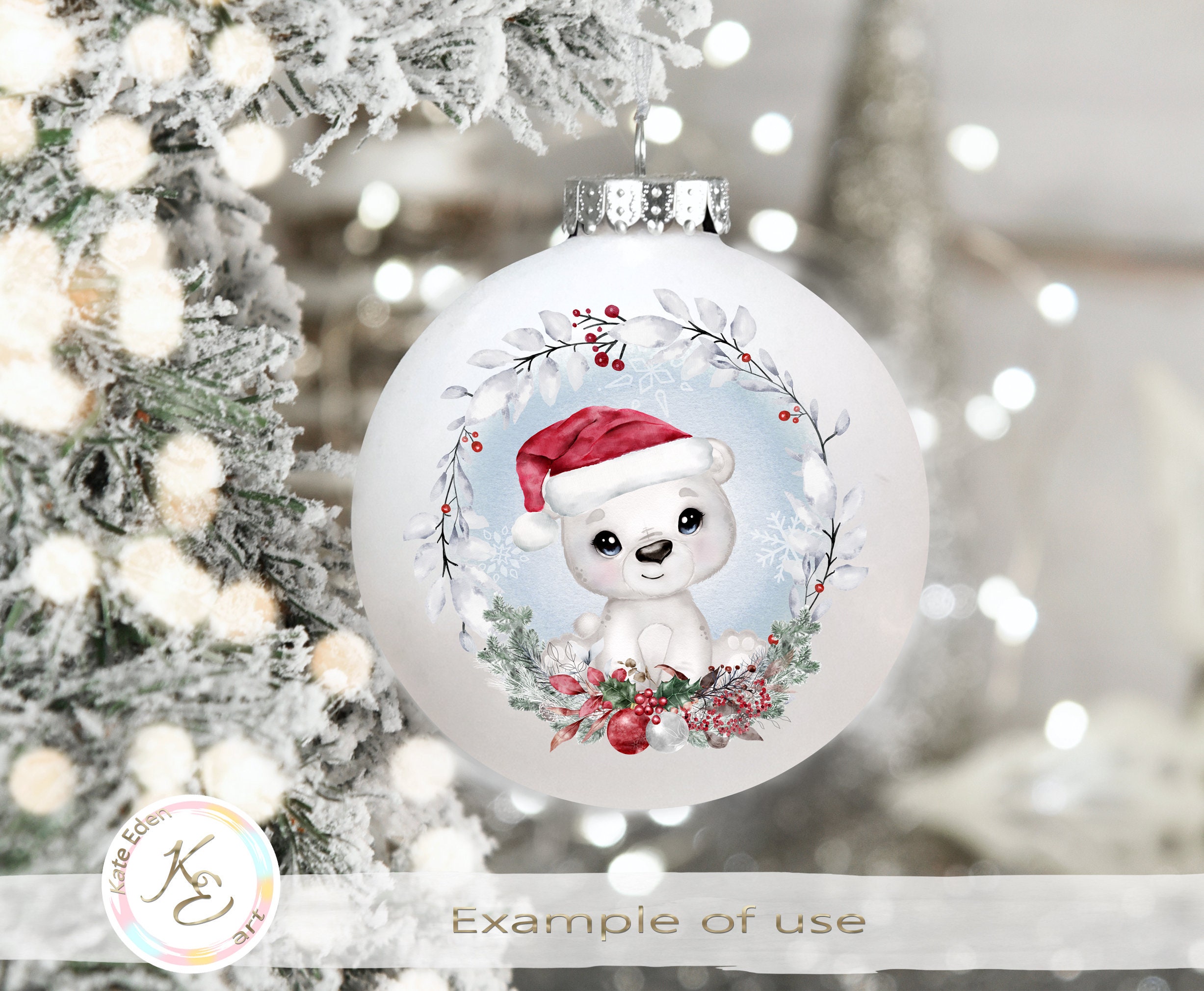 Christmas Cute Polar Bear PNG for Download Cute Holiday - Etsy