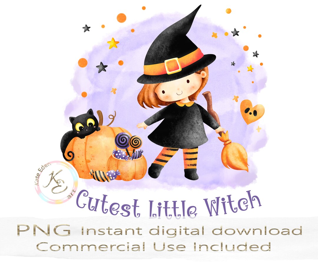 Cutest Little Witch, Kids Halloween PNG, Cute Halloween PNG for Little ...