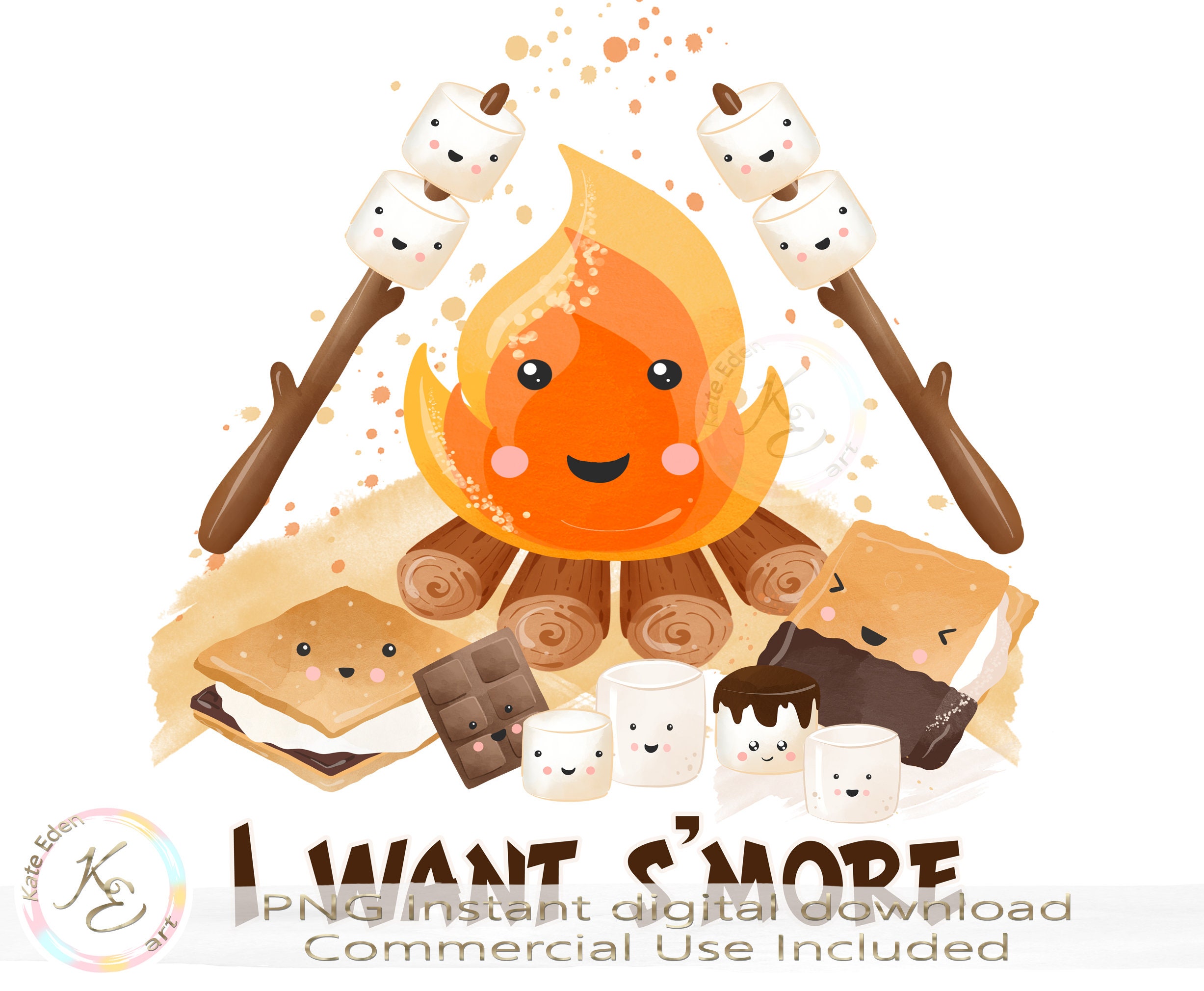 I Want S'more PNG Smores Clipart Summer Instant - Etsy