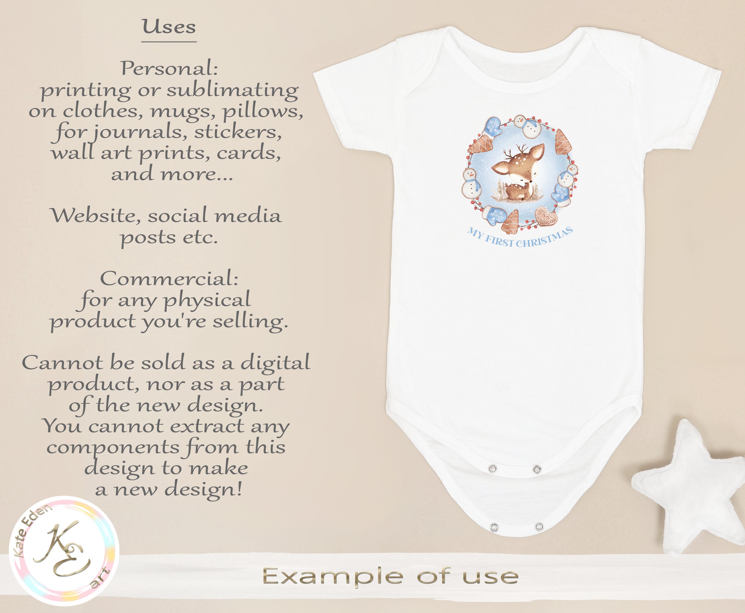 My First Christmas PNG Cute Winter Baby Deer Blue Christmas - Etsy UK