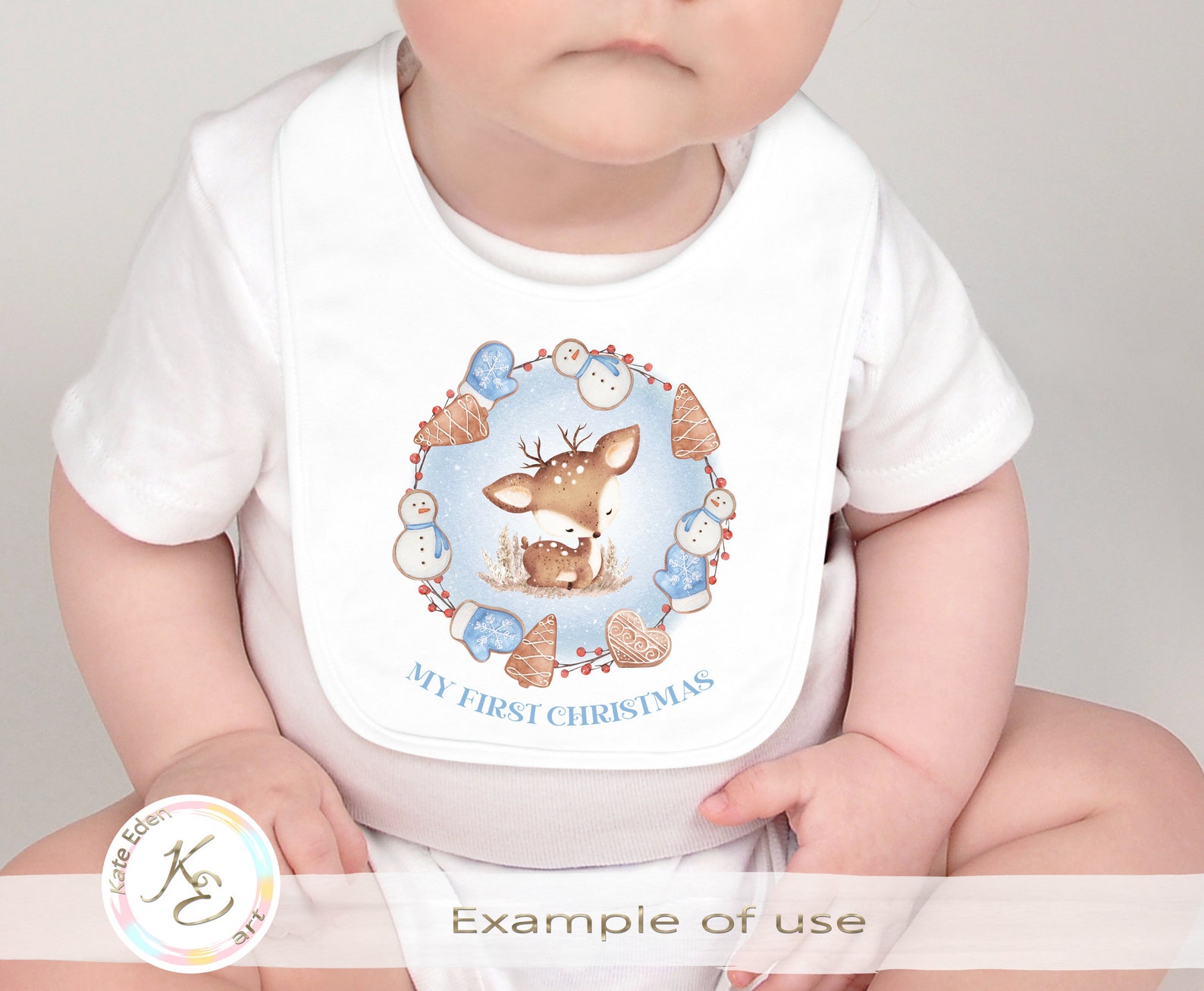 My First Christmas PNG Cute Winter Baby Deer Blue Christmas - Etsy UK