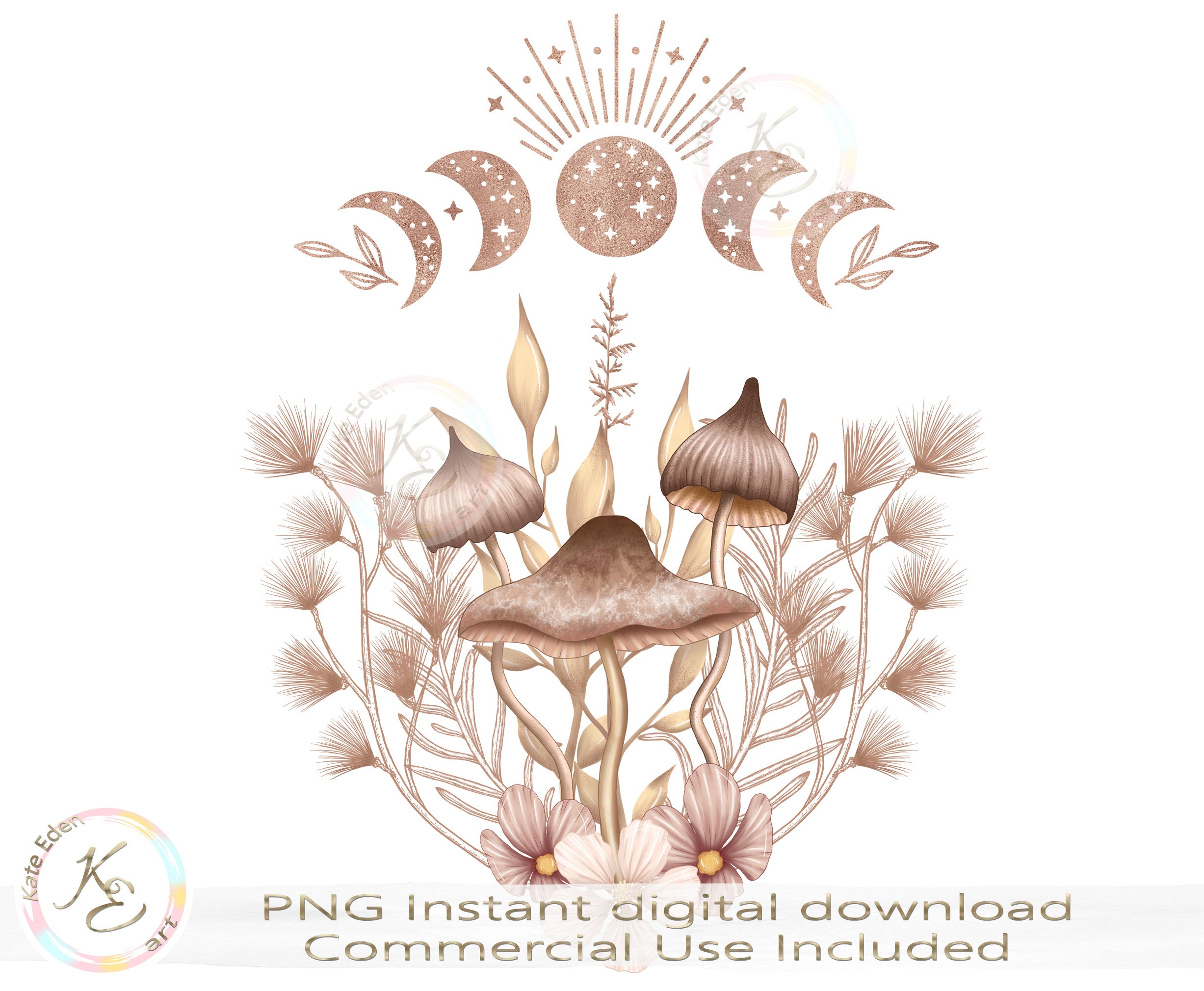 Cottagecore Mushroom PNG Moon Phases and Mushrooms Magical - Etsy