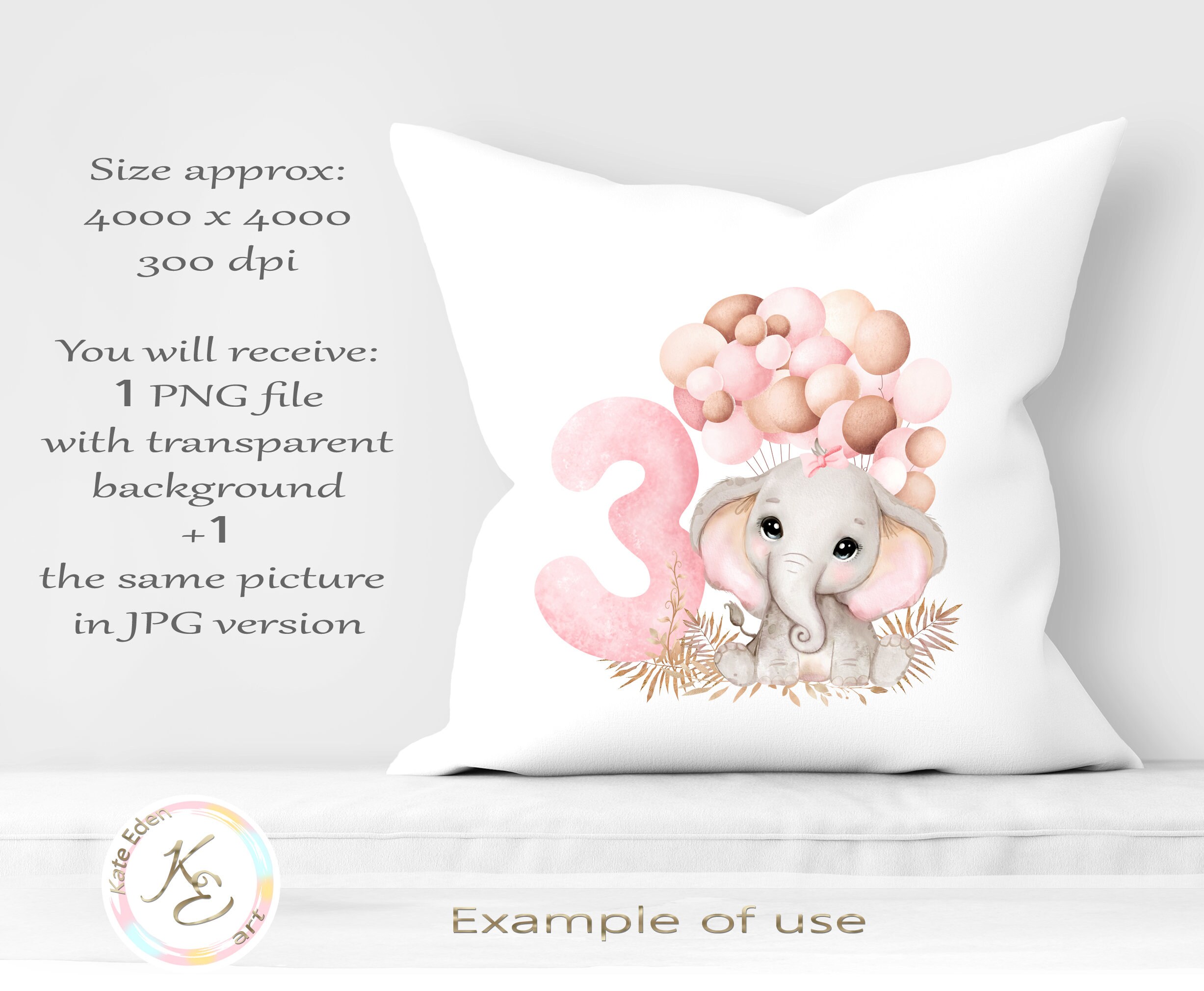 3rd Birthday PNG for a Girl Cute Elephant Sublimation With - Etsy
