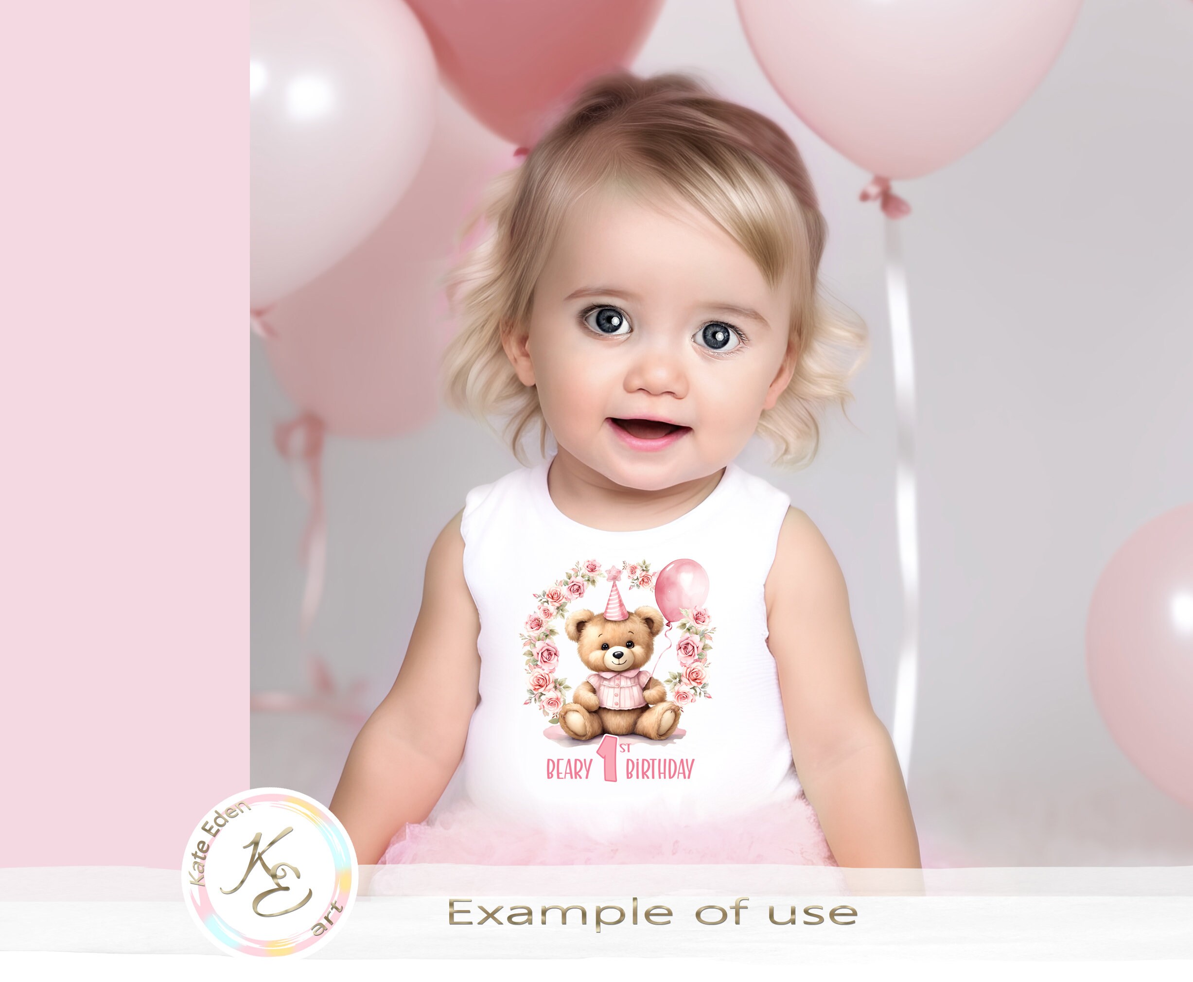 Beary 1st Birthday PNG First Birthday Girl Cute Teddy Bear - Etsy