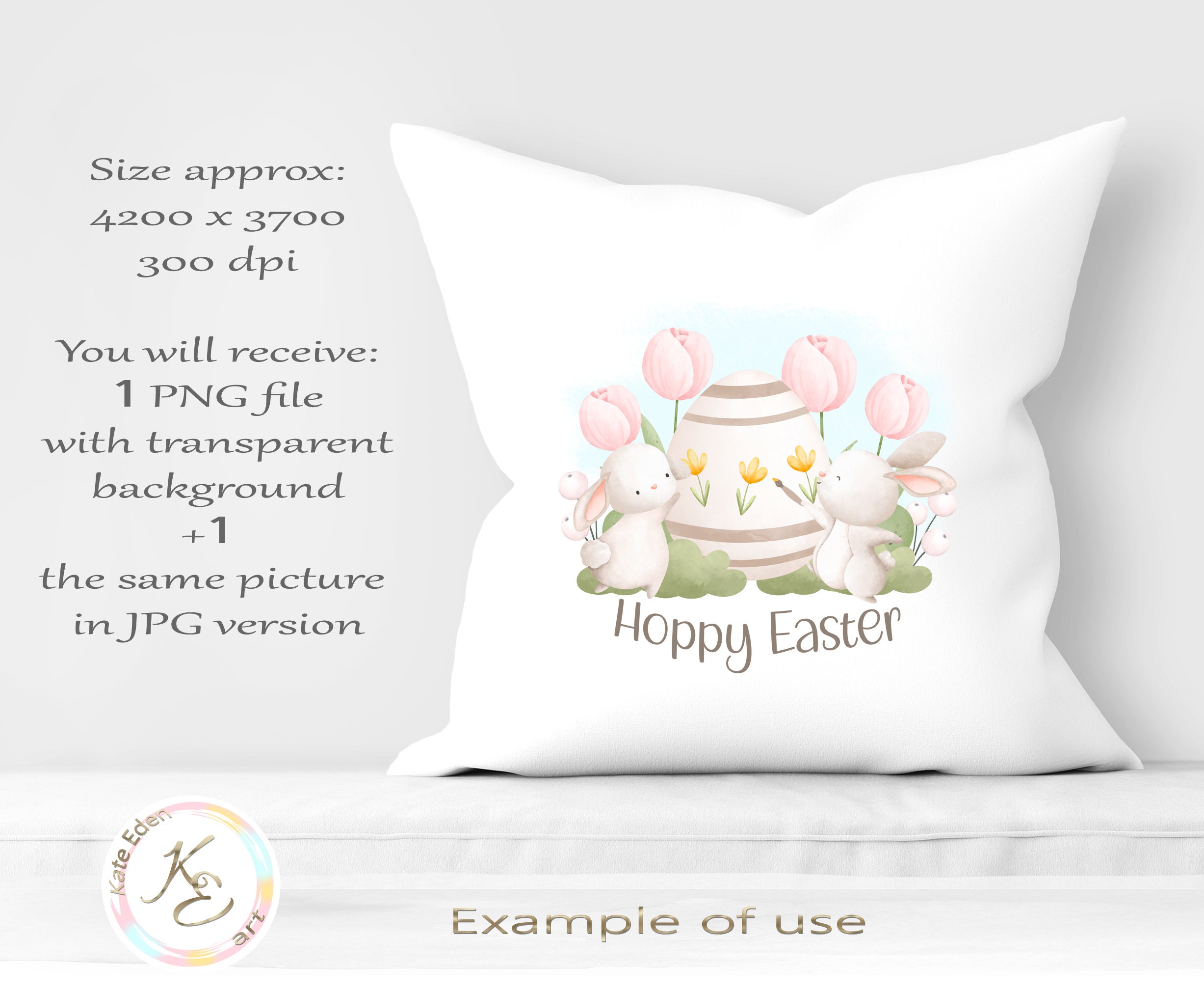 Hoppy Easter PNG Cute Easter Bunnies With Easter Egg Digital - Etsy