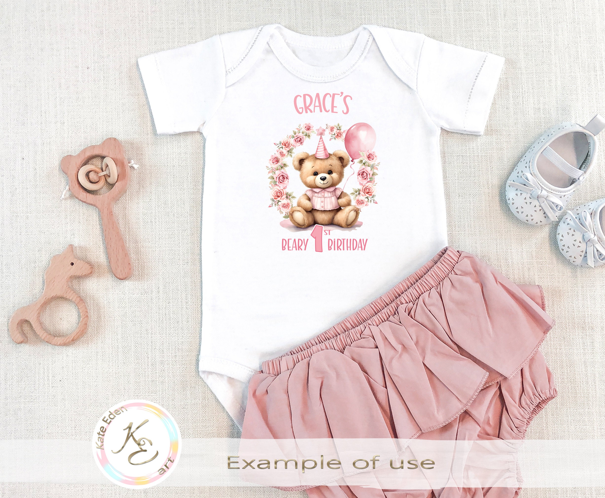 Beary 1st Birthday PNG First Birthday Girl Cute Teddy Bear - Etsy