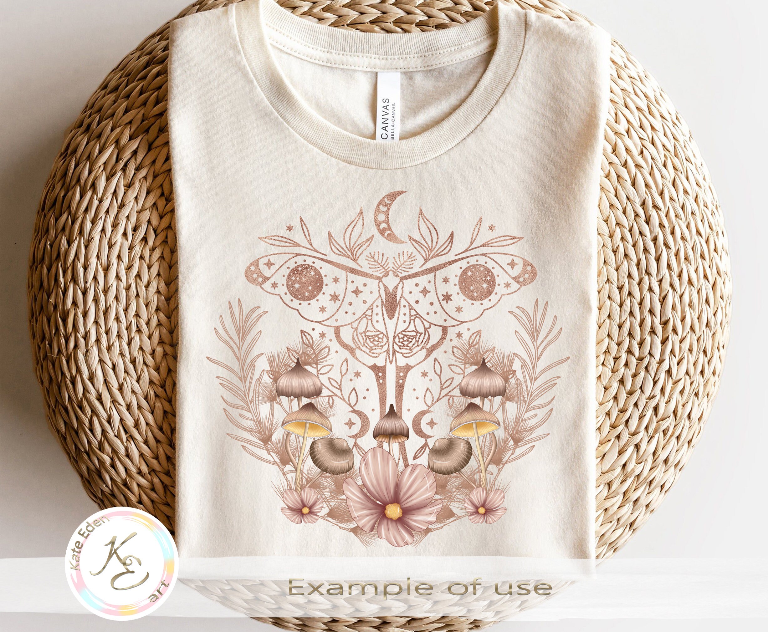 Cottagecore Mushroom PNG Moon Moth and Mushrooms Magical - Etsy UK