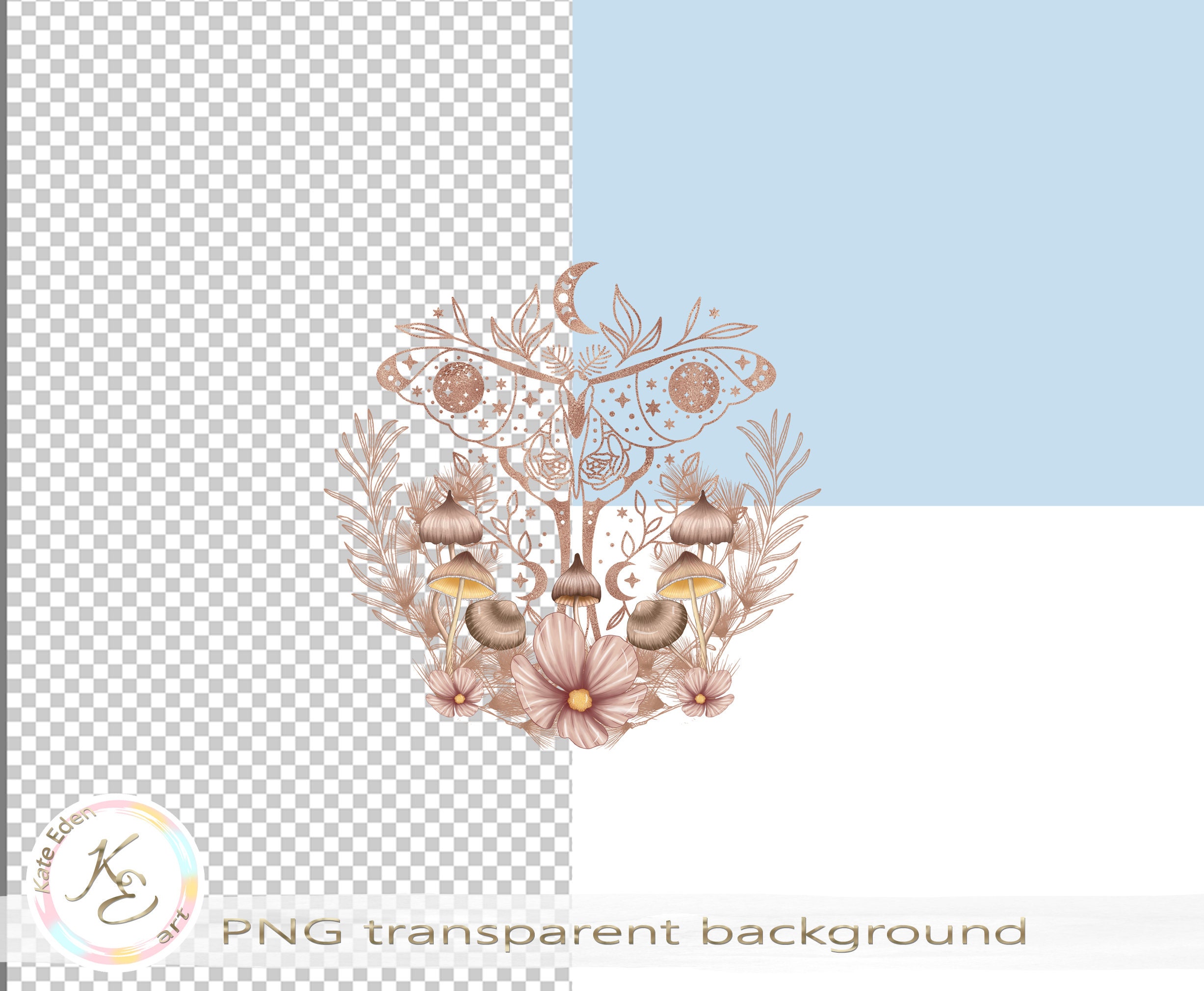 Cottagecore Mushroom PNG Moon Moth and Mushrooms Magical - Etsy UK