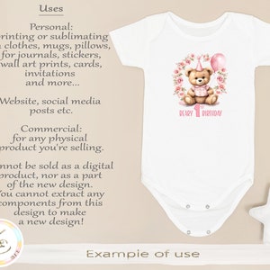 Beary 1st Birthday PNG, First Birthday Girl, Cute Teddy Bear, 1st ...