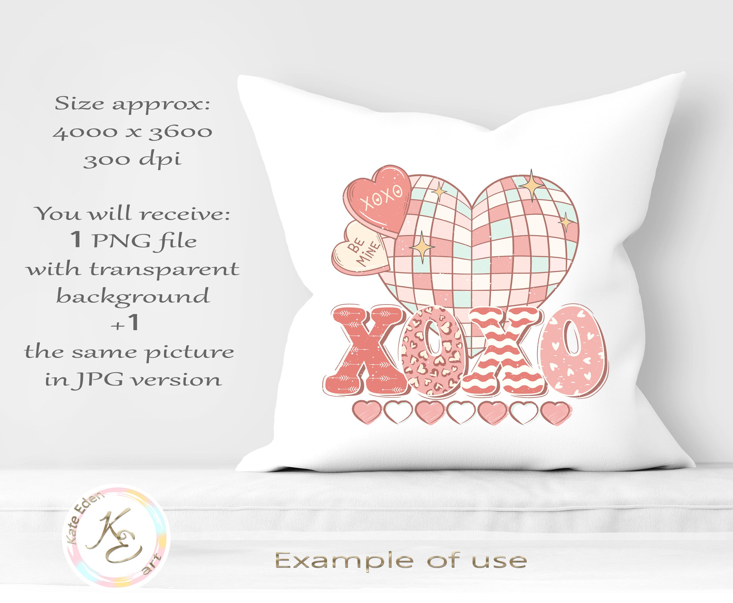 Retro Heart XOXO PNG, Love, Valentine's Day Clipart, Sublimation, Pink ...