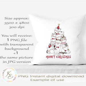 Meowy Christmas PNG, Funny Cats PNG, Digital Download, Christmas Cat ...
