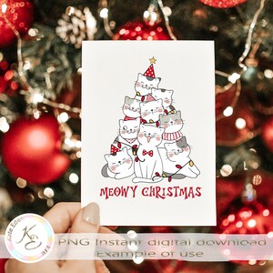 Meowy Christmas PNG, Funny Cats PNG, Digital Download, Christmas Cat ...