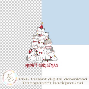 Meowy Christmas PNG, Funny Cats PNG, Digital Download, Christmas Cat ...