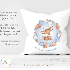 My First Christmas PNG, Cute Winter Baby Deer, Blue Christmas ...