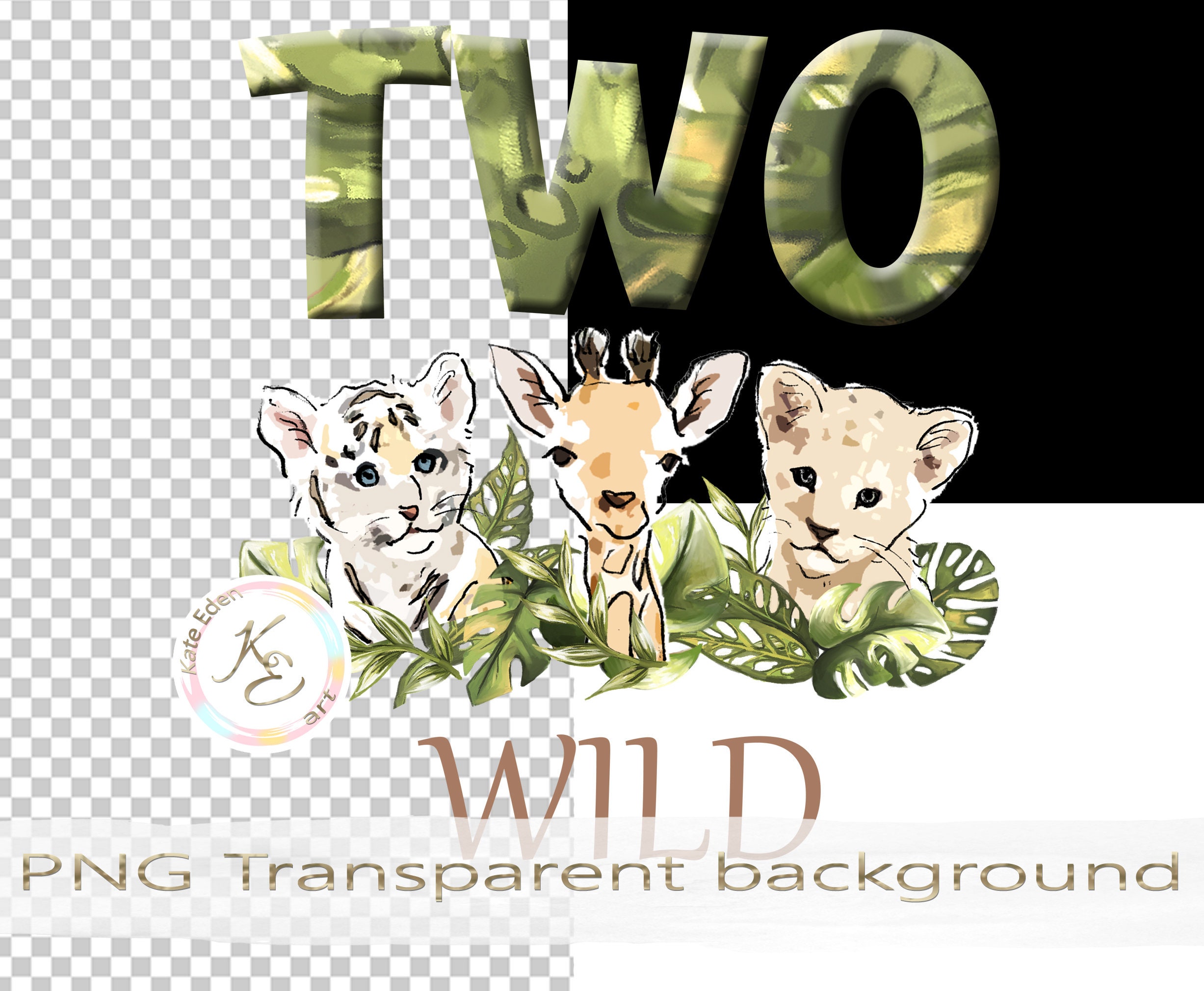 Two Wild Birthday PNG Two Year Old Wild Animals Second - Etsy