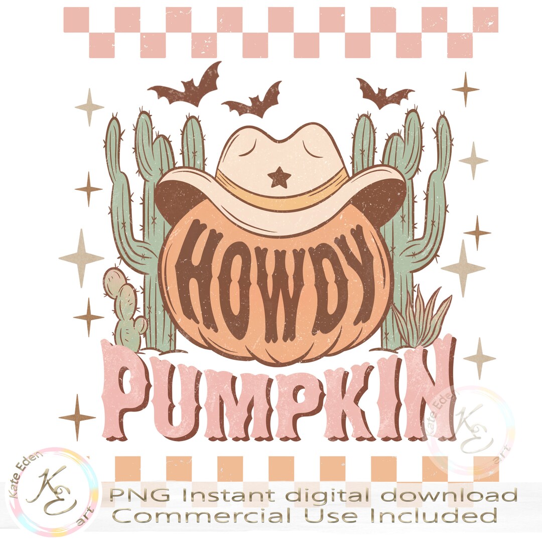 Howdy Pumpkin PNG, Retro Western Halloween, Instant Digital Download ...
