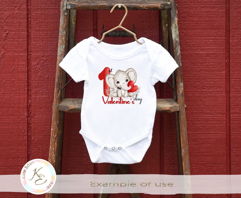 1st Valentine's Day PNG Cute Elephant Baby's First - Etsy