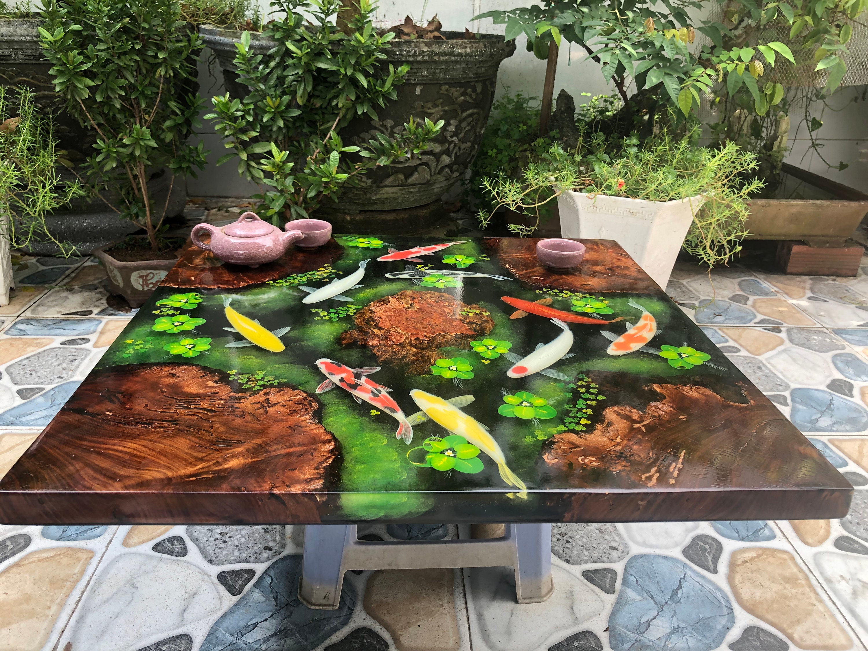 Koi Fish Table Unique Furniture Resin Table Fish Table 3D - Etsy