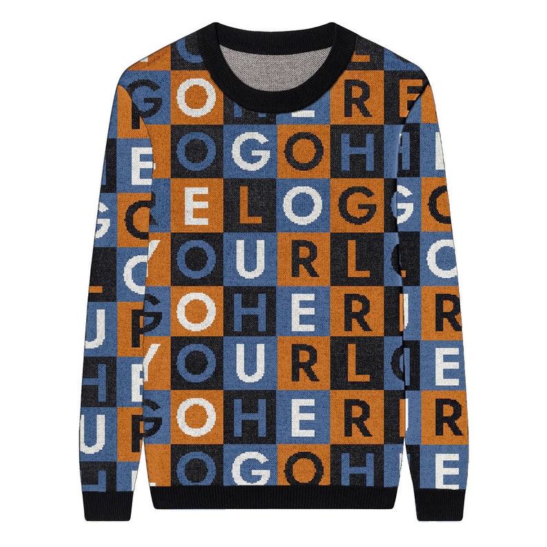 Womens Custom Personalized Logo on a Knitted Sweater Customized 4-color ...