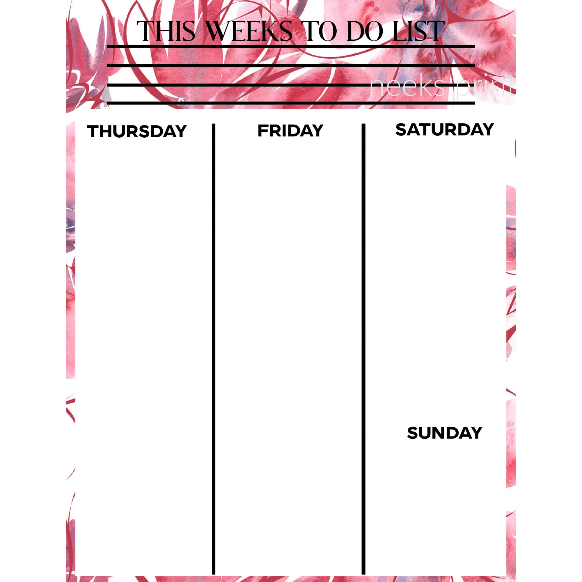 Beautify Your Planning With Floral Design Printable Weekly Planner 5 ...