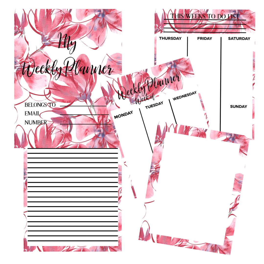 Beautify Your Planning With Floral Design Printable Weekly Planner 5 ...