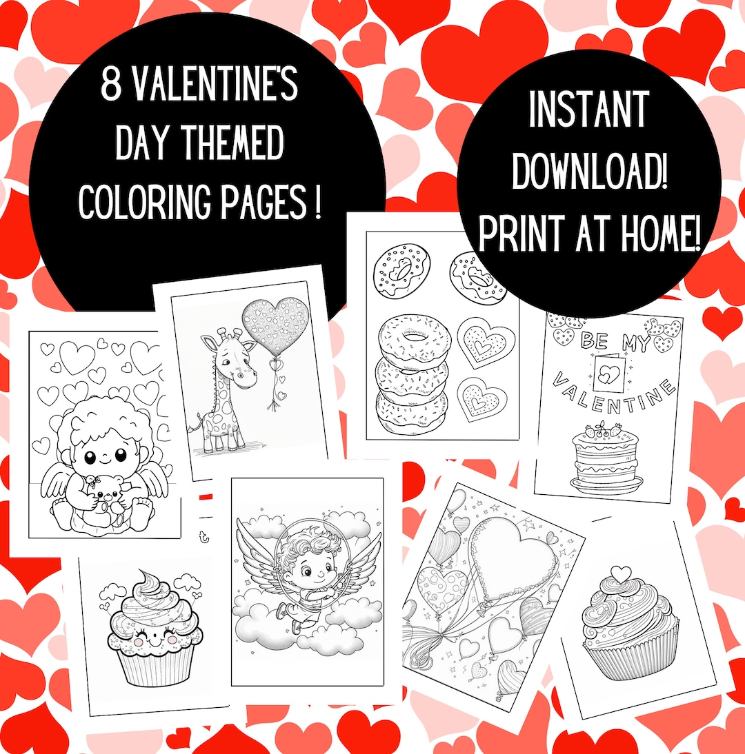 8 Valentines Day Themed Coloring Pages for Kid Books , Valentine ...