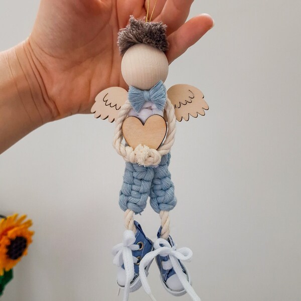 Xmas Small Angel, Macrame Doll With Name, Christmas Ornaments,communion ...