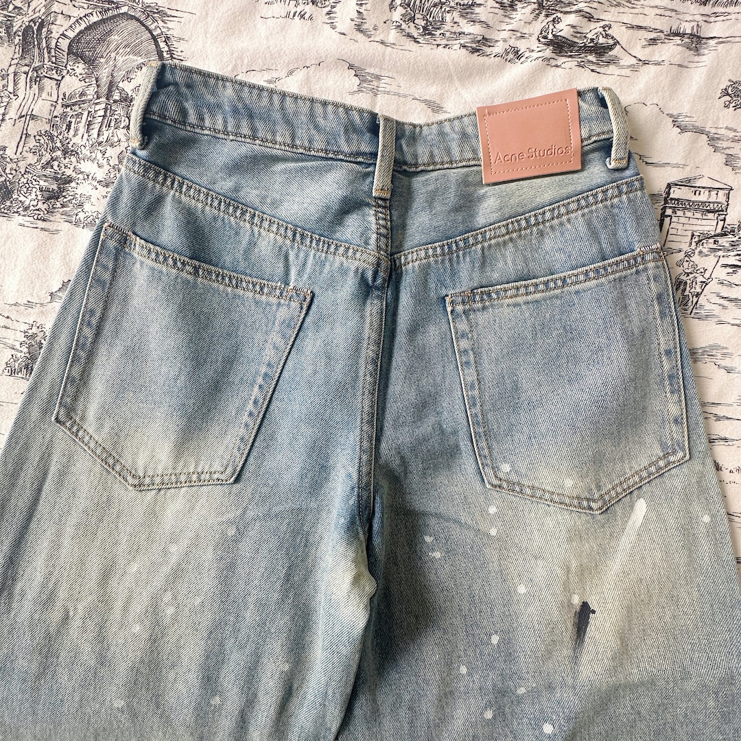 AC Ink-splattered Jeans High Rise Straight Leg Graffiti Printed Jeans ...