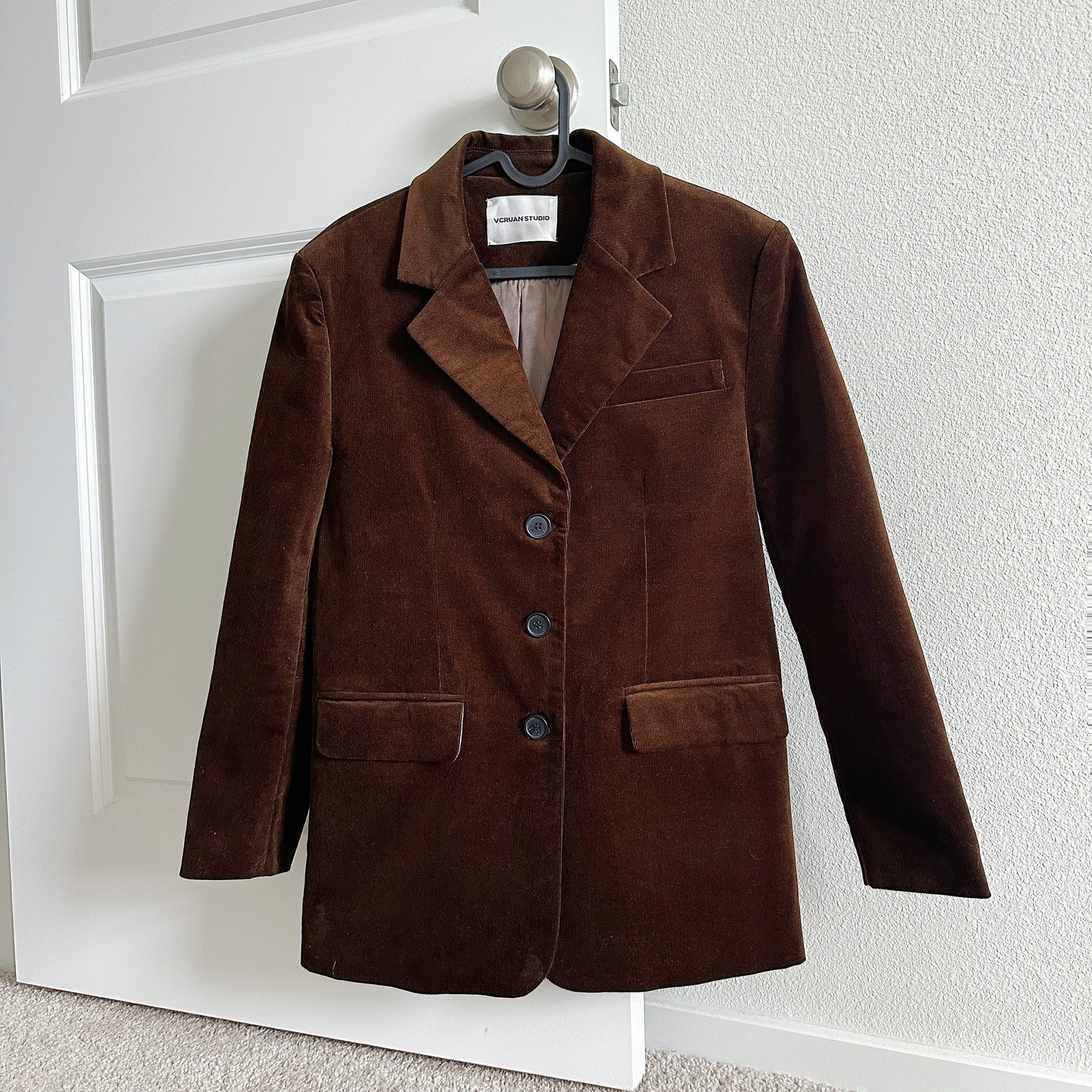 Brown Velvet Blazer Basic Textured Luxury Blazer Coffee Jacket Stylish ...