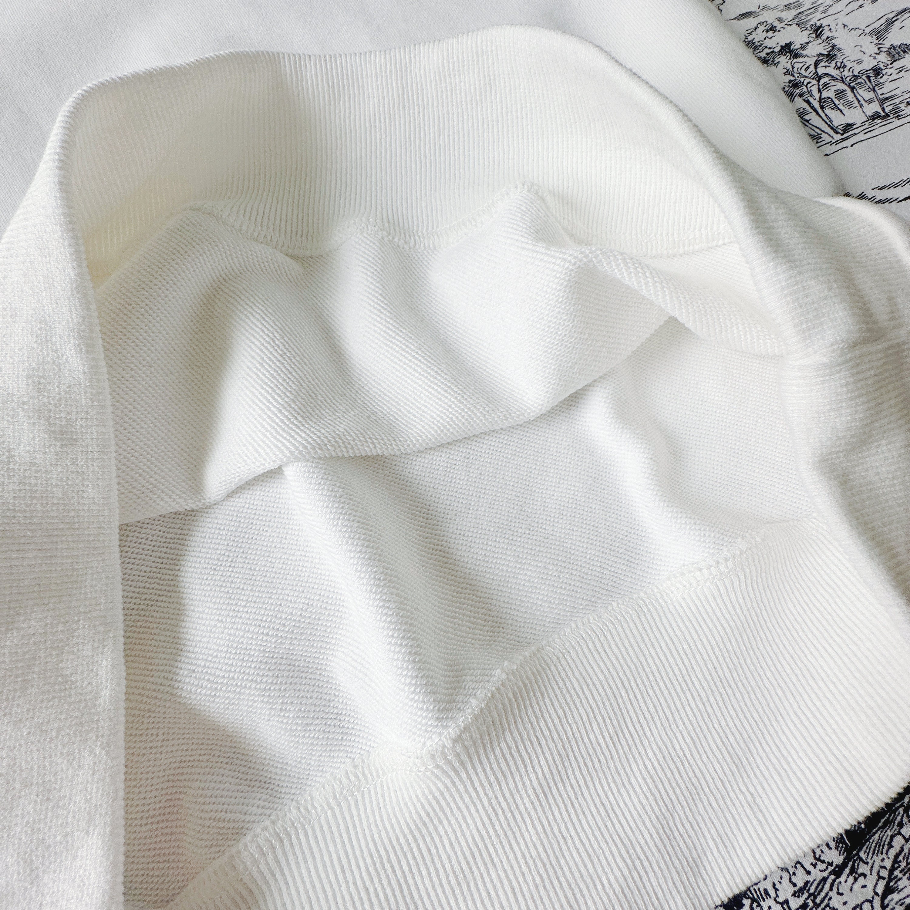 100% Cotton Set Sweat Suit White Basic Round Neck Relaxed Sweatshirt ...