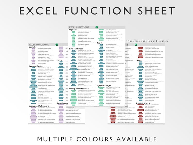 Microsoft Excel Functions | Printable Excel Cheat Sheet | Workbook ...