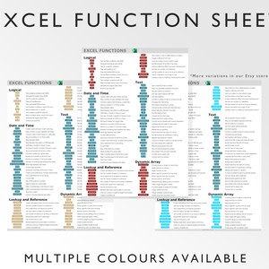Microsoft Excel Functions Printable Excel Cheat Sheet Workbook ...