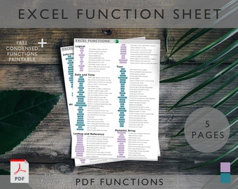 Microsoft Excel Functions Printable Excel Cheat Sheet Workbook ...