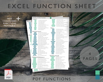 Microsoft Excel Functions | Printable Excel Cheat Sheet | Workbook ...