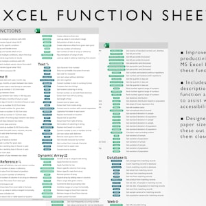 Microsoft Excel Functions | Printable Excel Cheat Sheet | Workbook ...