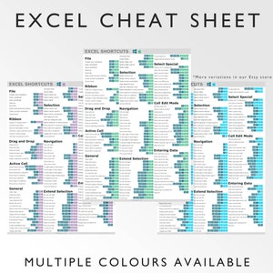 Microsoft Excel Shortcuts Printable Excel Cheat Sheet Workbook ...