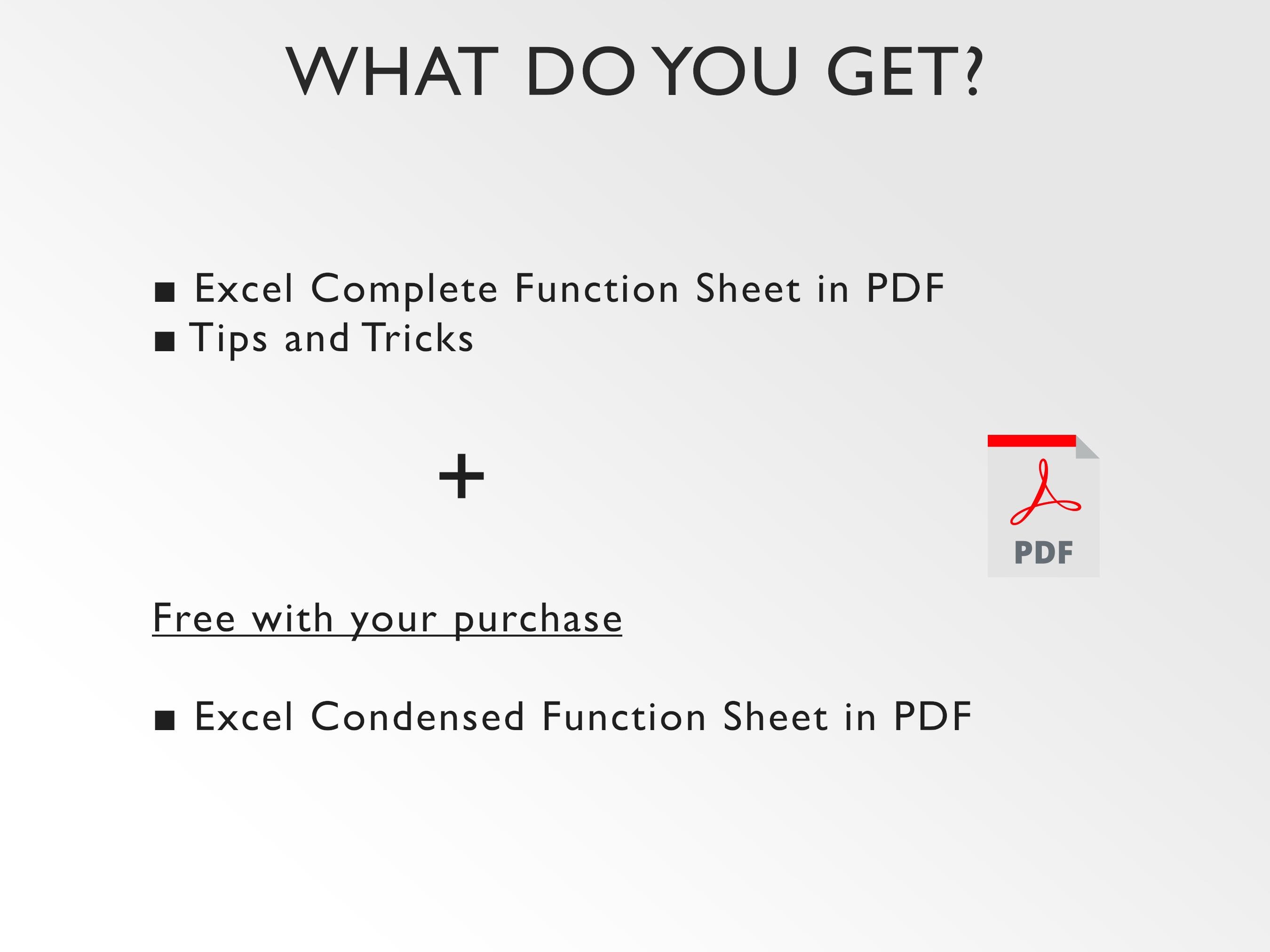 Excel Functions Cheat Sheet | Printable Guide (PDF) - Etsy