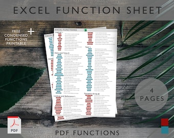 Microsoft Excel Functions | Printable Excel Cheat Sheet | Workbook ...