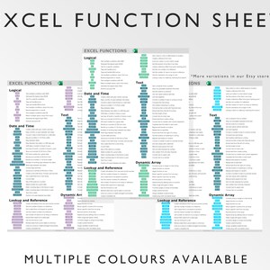 Microsoft Excel Functions Printable Excel Cheat Sheet Workbook ...