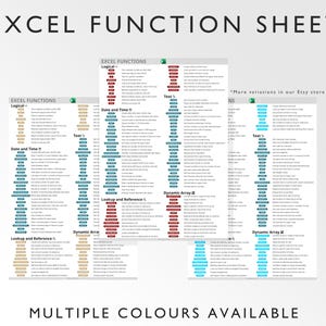 Microsoft Excel Functions | Printable Excel Cheat Sheet | Workbook ...