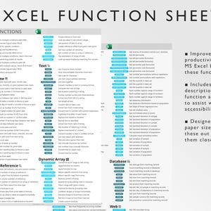 Microsoft Excel Functions | Printable Excel Cheat Sheet | Workbook ...