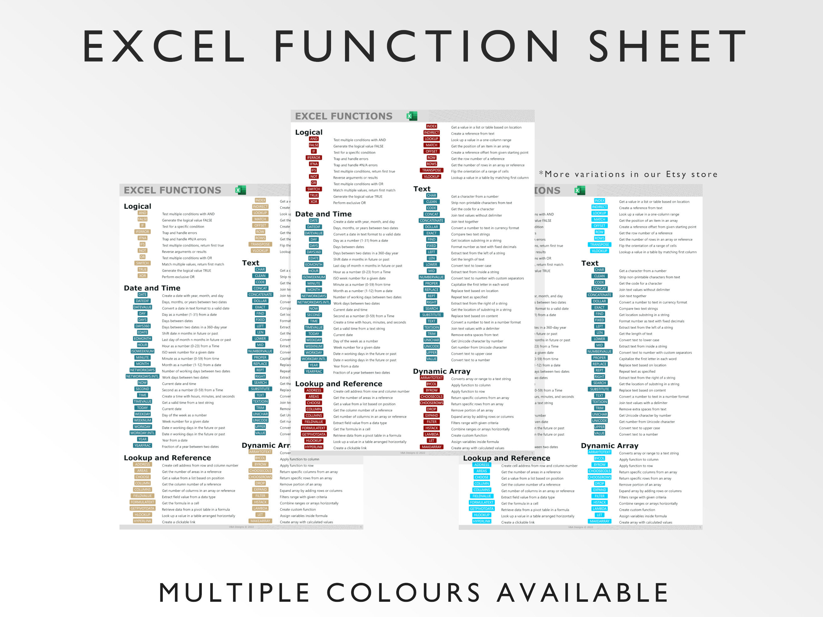 Microsoft Excel Functions Printable Excel Cheat Sheet Workbook