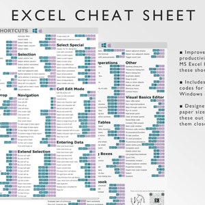 Microsoft Excel Shortcuts | Printable Excel Cheat Sheet | Workbook ...