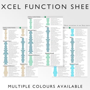 Microsoft Excel Functions | Printable Excel Cheat Sheet | Workbook ...