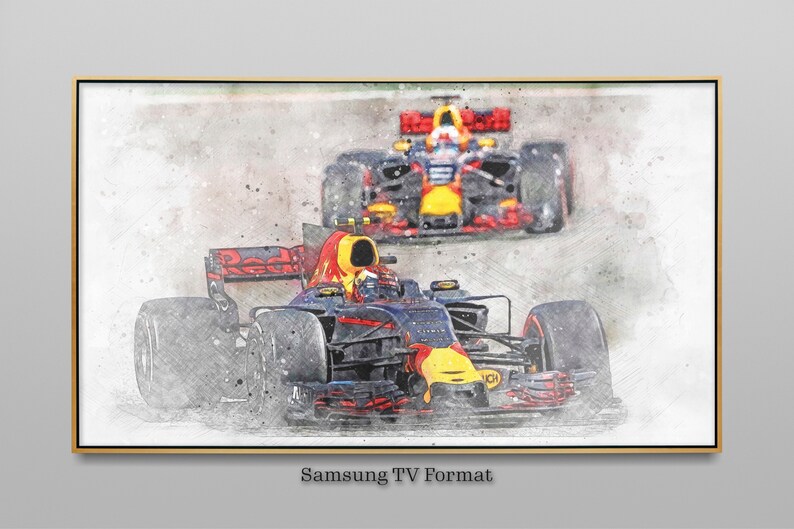 Red Bull Racing Formula 1 Watercolor and Pencil Sketch. Printable ...