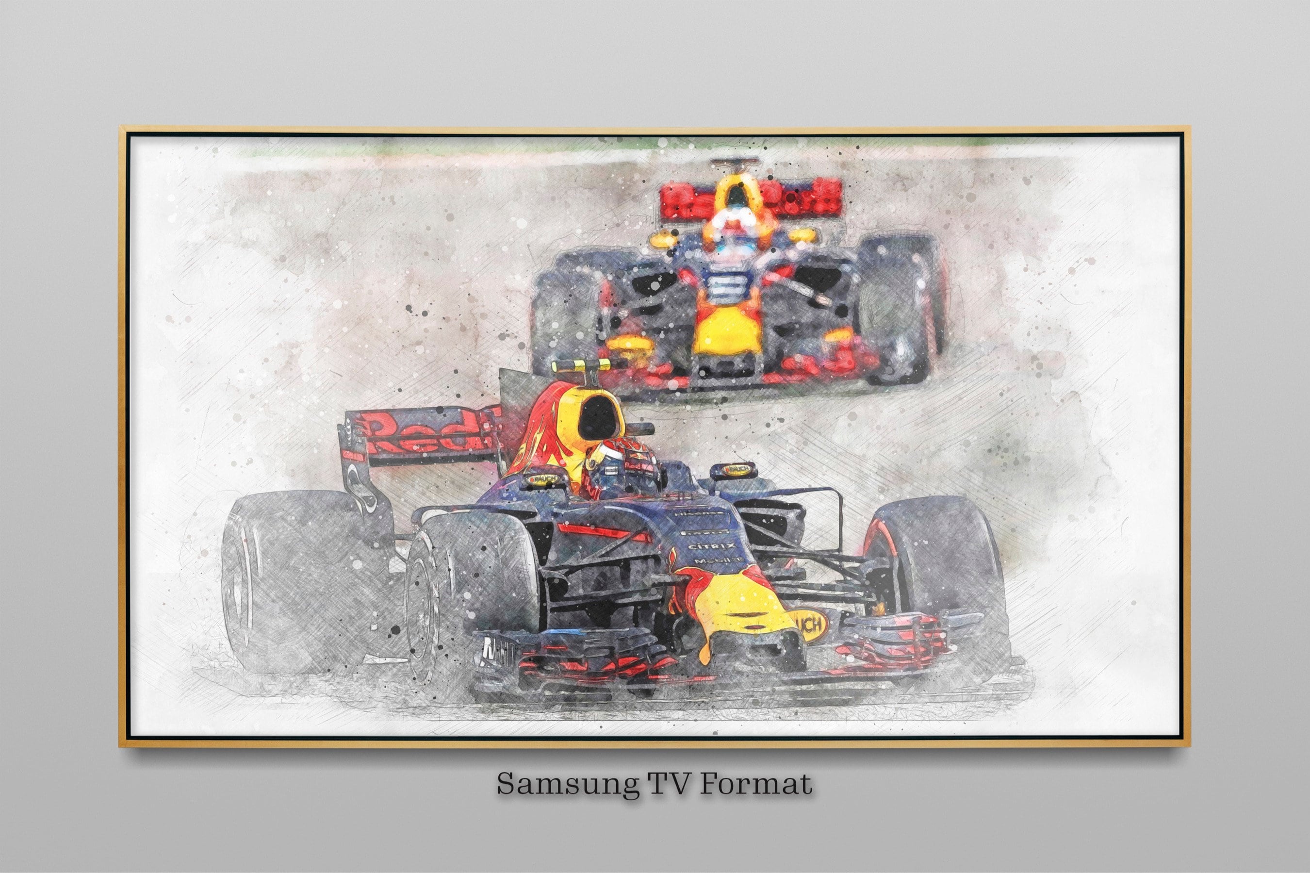 Red Bull Racing Formula 1 Watercolor and Pencil Sketch. Printable ...