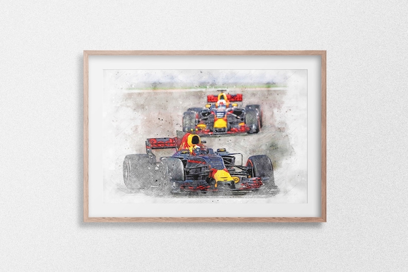 Red Bull Racing Formula 1 Watercolor and Pencil Sketch. Printable ...